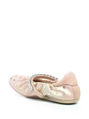 JIMMY CHOO Jade Crystal-embellished Satin Ballet Flats - Pink