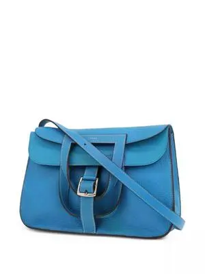 Hermès Halzan Buckled Two-way Handbag - Blue
