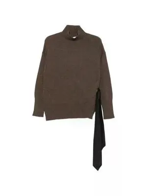 Marella Pietra Side-tie High-neck Sweater - Brown