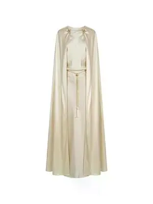 DANAME Cape-detail Belted Dress - Neutrals