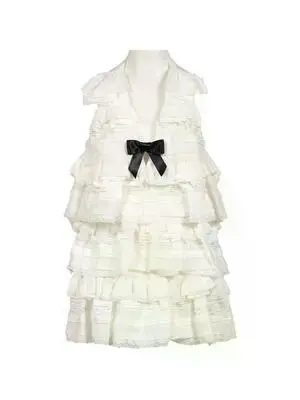 SHUSHU/TONG Ruffled Lace-trim Mini Dress