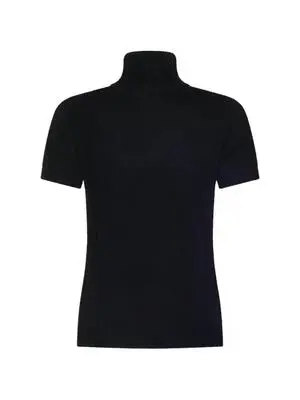 ALLUDE Cashmere Roll-neck Short-sleeve Sweater