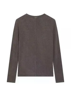 Max Mara Ribbed-knit Long-sleeve T-shirt - Brown