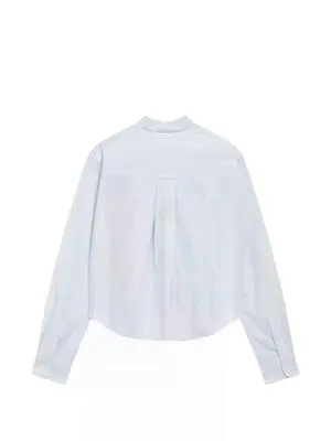 AMI Paris Cropped Striped Cotton Shirt - White