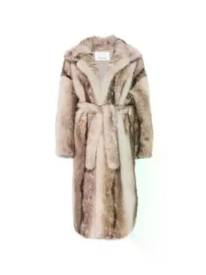THE FRANKIE SHOP Faux-fur Belted Coat - Neutrals