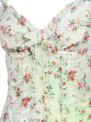 SHUSHU/TONG Floral-print Ruffled Bodysuit