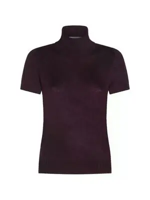 ALLUDE Short-sleeve Roll-neck Sweater