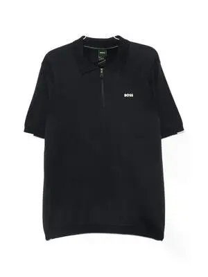 BOSS Zip-fastening Logo-print Polo Shirt - Blue