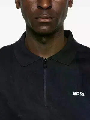 BOSS Zip-fastening Logo-print Polo Shirt