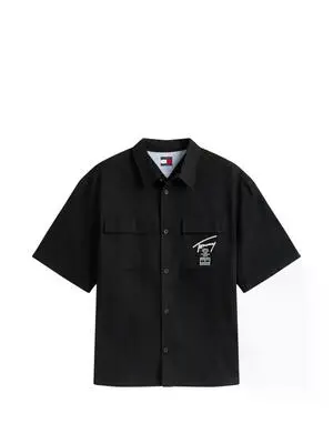Tommy Hilfiger Logo-print Flap-pocket Shirt - Black