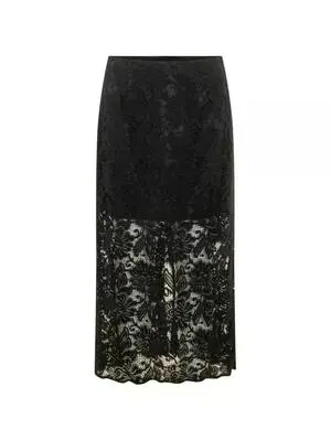 LE SULLY STUDIO Floral-lace Midi Skirt - Black
