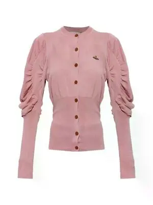 VIVIENNE WESTWOOD Orb-embroidered Ruched-sleeve Cardigan