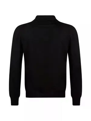 GRAN SASSO Fine-knit Polo-collar Sweater - Black