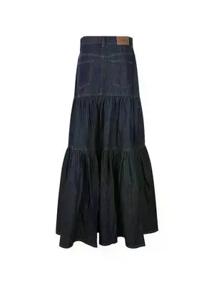 Saint Laurent Long Skirt In Indigo Denim