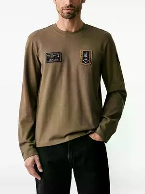 AERONAUTICA MILITARE Patch-detail Long-sleeve T-shirt - Brown