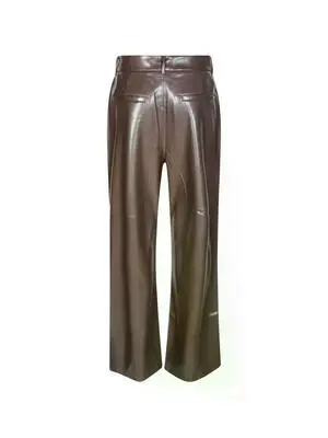 Andamane Sasha Pleated Faux-leather Trousers - Brown