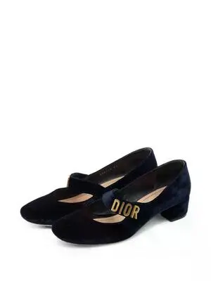 Dior Navy Velvet Baby-d Mary Jane Pumps - Blue