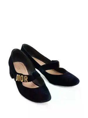 Dior Navy Velvet Baby-d Mary Jane Pumps