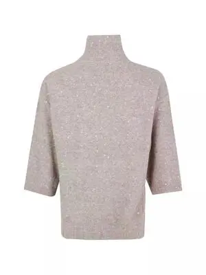 Seventy Sequin-embellished High-neck Fine-knit Top