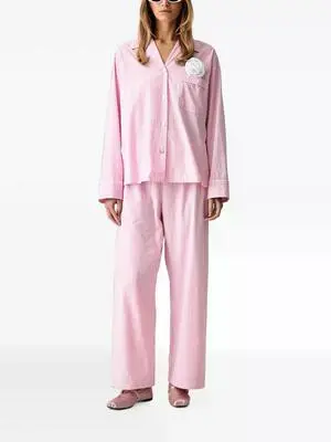 Sleeper Gingham Floral-appliqué Pajama Top