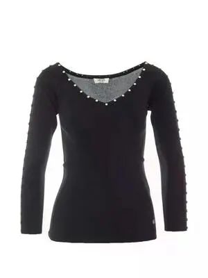 Liu Jo Crystal-embellished Knitted T-shirt - Black
