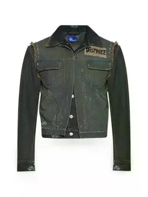 MARKING DISTANCE Stud-embellished Layered Denim Jacket