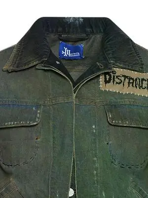 MARKING DISTANCE Stud-embellished Layered Denim Jacket