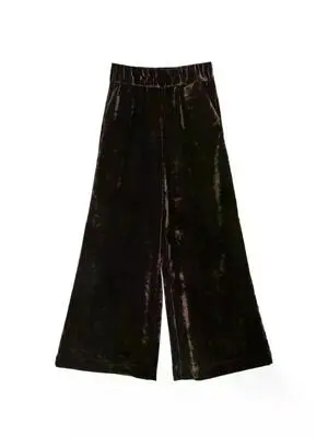 JCSOPHIE Velvet Effect Corduroy Palazzo Pants - Brown