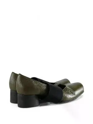UMA WANG Elasticated-strap Square-toe Ballet Flats - Green