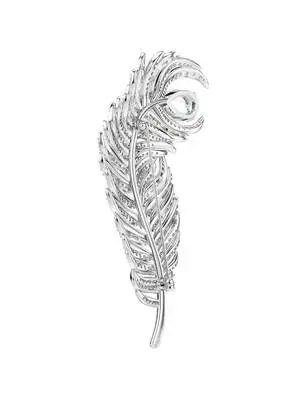SWAROVSKI Vienna Crystal-embellished Feather Brooch - Silver