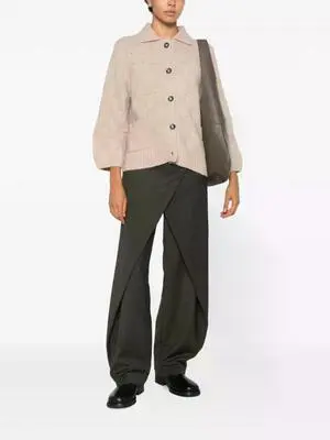 ALLUDE Check-knit Button-up Cardigan