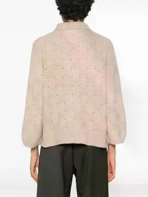 ALLUDE Check-knit Button-up Cardigan