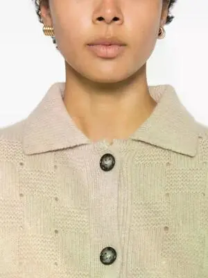 ALLUDE Check-knit Button-up Cardigan