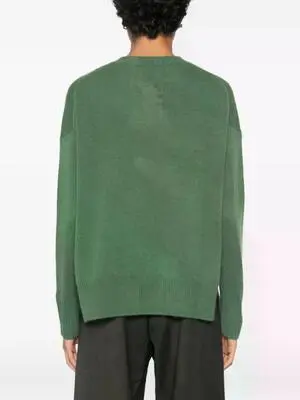 ALLUDE Ribbed-trim Drop-shoulder Sweater - Green