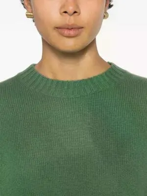 ALLUDE Ribbed-trim Drop-shoulder Sweater - Green
