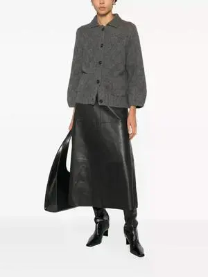 ALLUDE Checkerboard-knit Cardigan