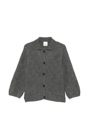 ALLUDE Checkerboard-knit Cardigan - Grey