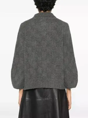 ALLUDE Checkerboard-knit Cardigan - Grey
