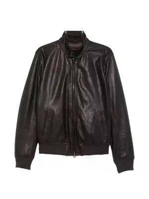 STEWART Zip-up Leather Jacket - Brown