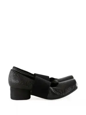 UMA WANG Crinkled-effect Elasticated-strap Ballet Flats - Black