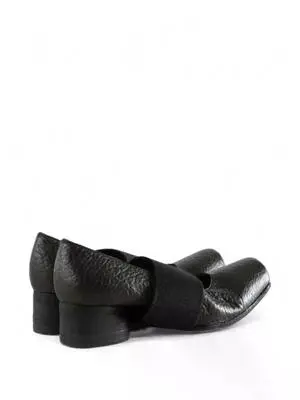 UMA WANG Crinkled-effect Elasticated-strap Ballet Flats - Black