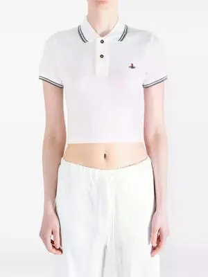 VIVIENNE WESTWOOD Orb-embroidered Cropped Polo Top