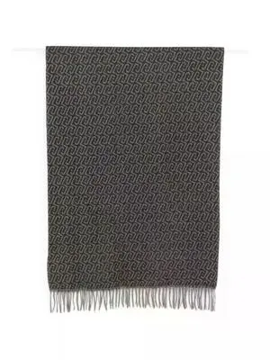 Liu Jo Monogram-pattern Fringed Scarf - Grey