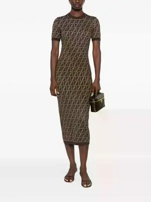 Fendi Ff Logo-pattern Midi Dress
