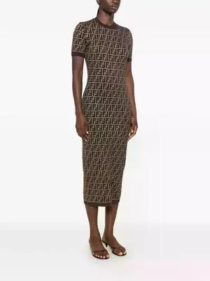 Fendi Ff Logo-pattern Midi Dress