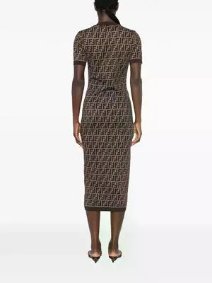 Fendi Ff Logo-pattern Midi Dress