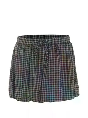 ELEH Check-pattern Balloon-motif Mini Skort - Brown