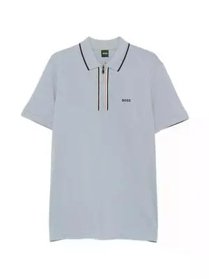 BOSS Logo-print Short-sleeve Polo Shirt - Grey