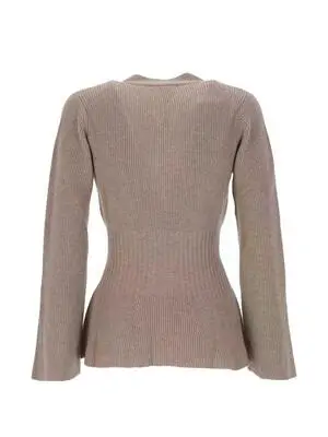 PUROTATTO Ribbed-knit V-neck Cardigan