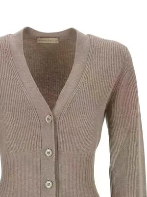 PUROTATTO Ribbed-knit V-neck Cardigan